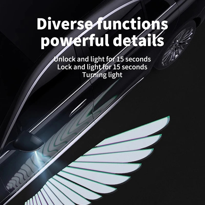 Universal Modified LED Rearview Mirror Angel Wing Welcome Light Suita